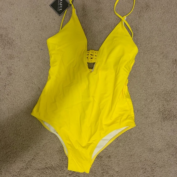 Zaful | Swim | Yellow One Piece Bathing Suit | Poshmark